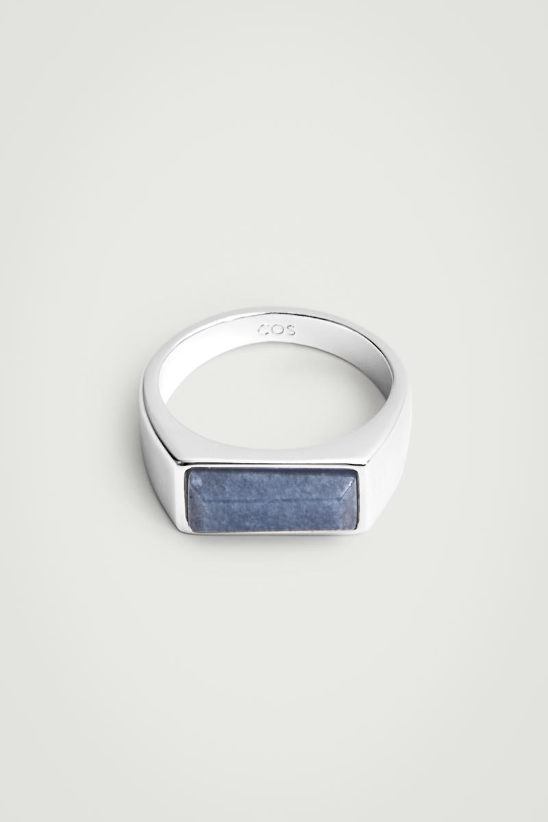 SEMI-PRECIOUS STONE SIGNET RING セミプレシャスストーンシグネットリング シルバー / ジェイド｜COS コス ...