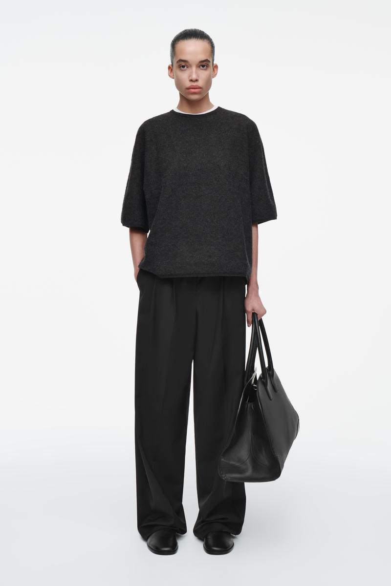 OVERSIZED BOILED MERINO WOOL T-SHIRT オーバーサイズ ボイルドメリノウールTシャツ チャコールメランジュ ...
