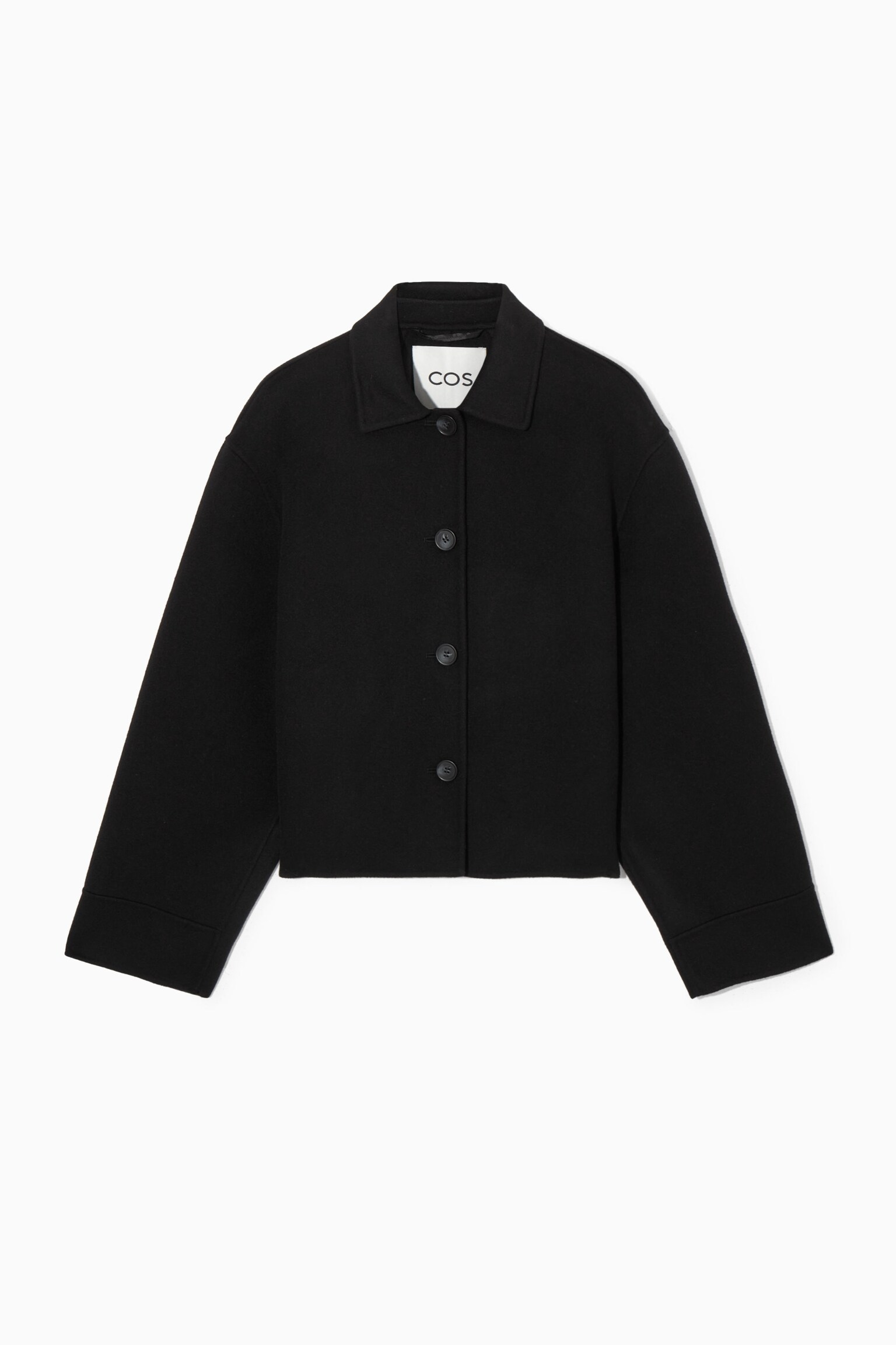 BOXY DOUBLE-FACED WOOL JACKET - BLACK
