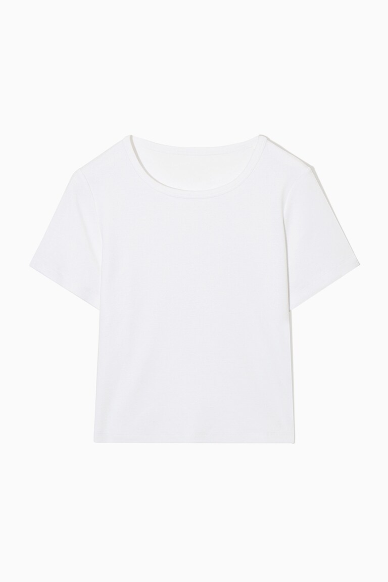 CROPPED SLIM-FIT T-SHIRT - WHITE