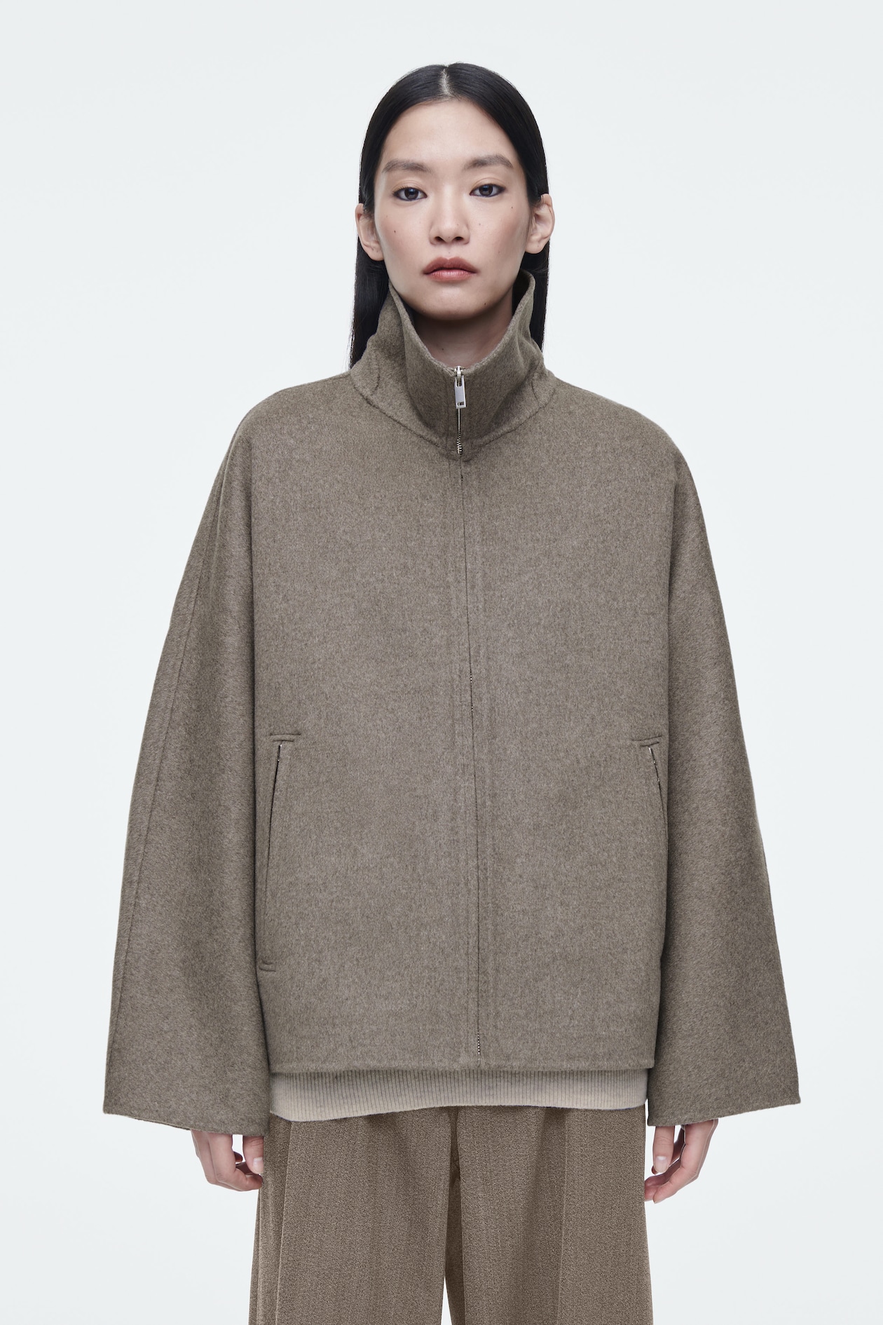 OVERSIZED DOUBLE-FACED WOOL JACKET - MOLE