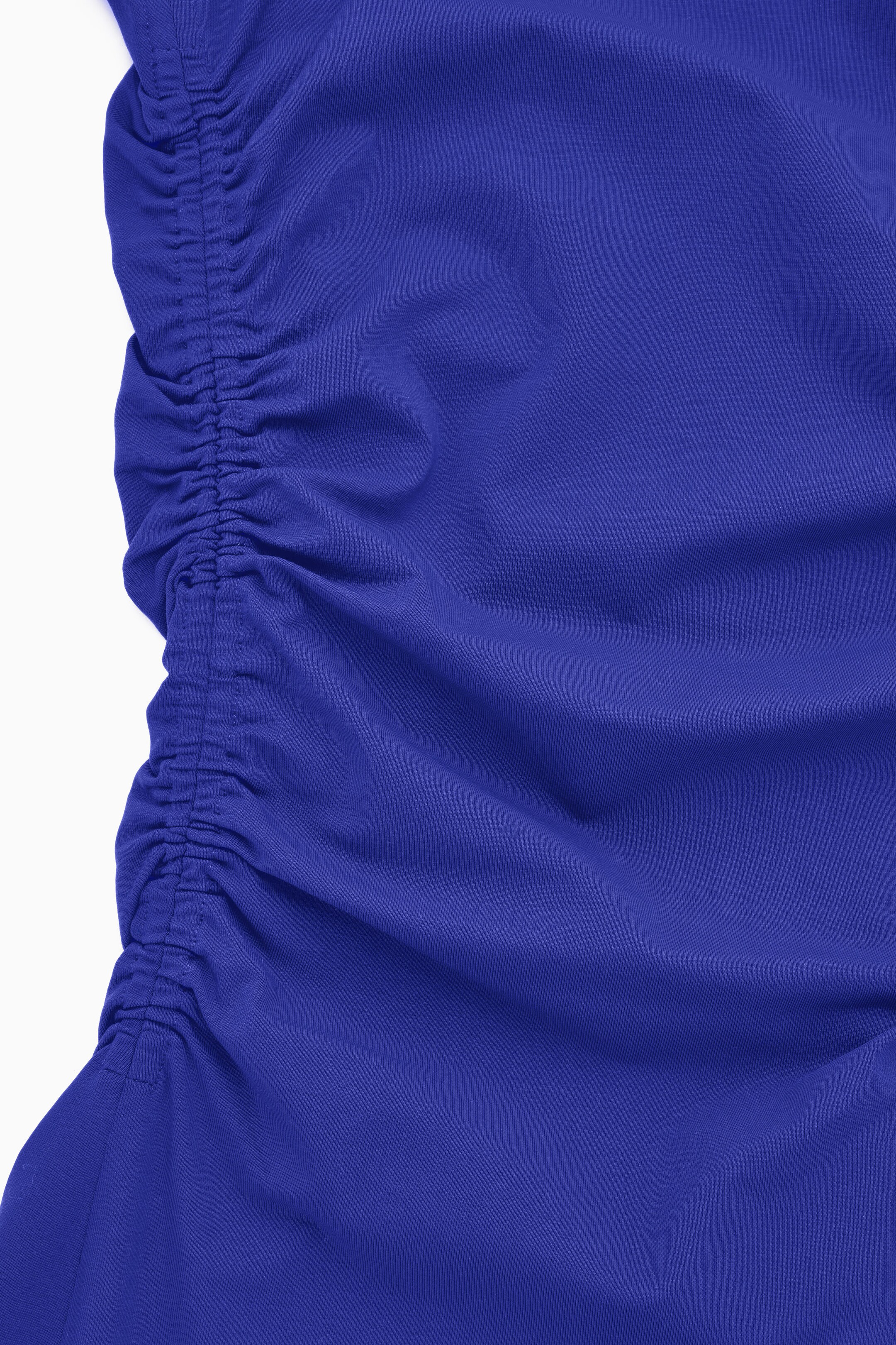 HIGH-NECK GATHERED MIDI DRESS