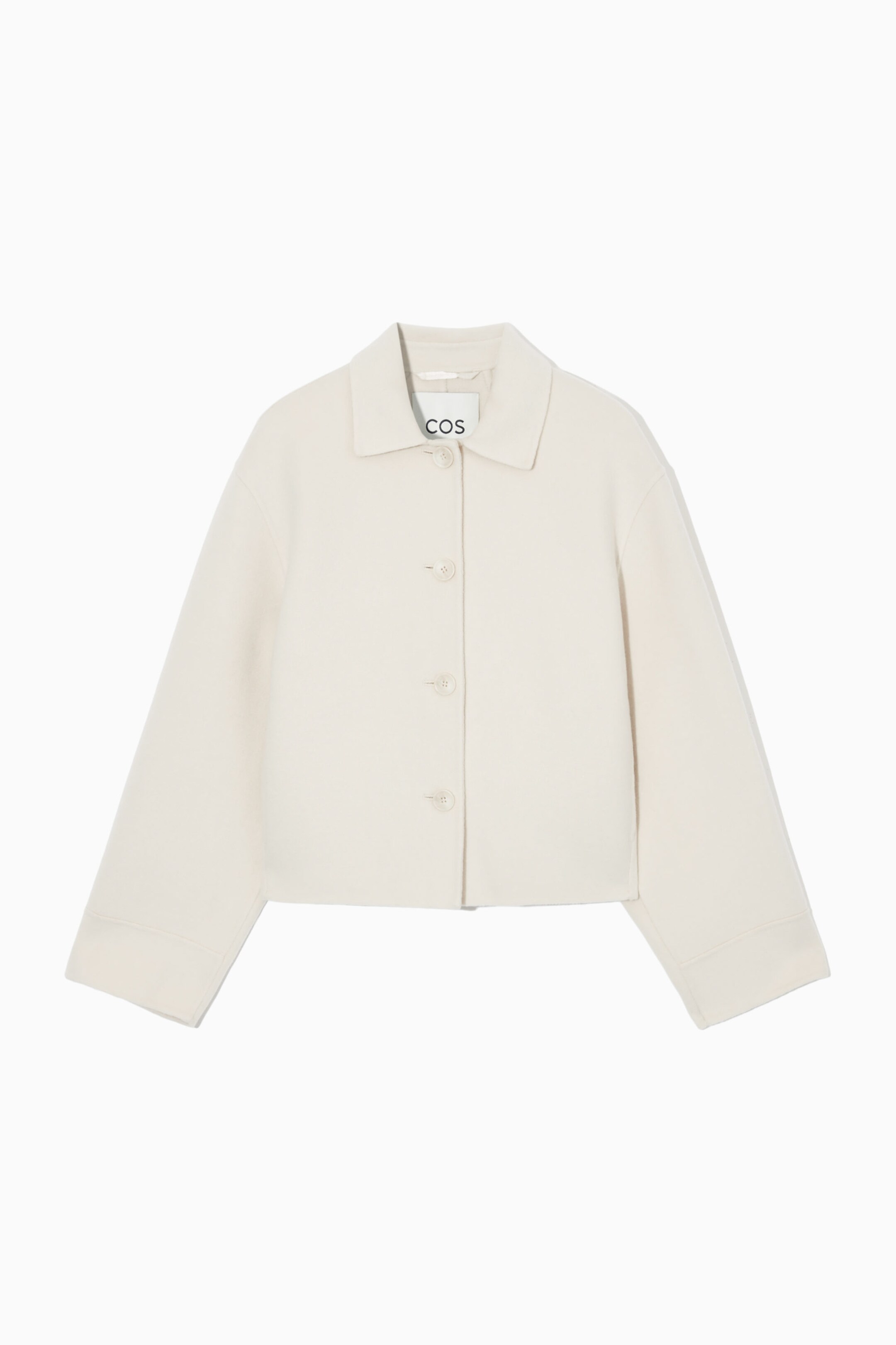 BOXY DOUBLE-FACED WOOL JACKET - WHITE