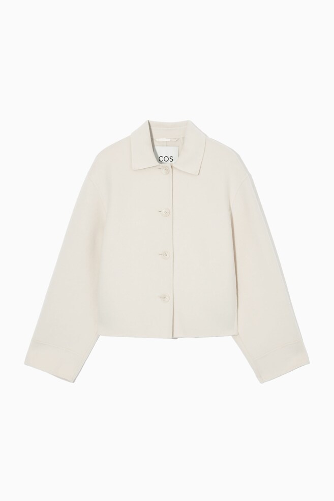 BOXY DOUBLE-FACED WOOL JACKET - WHITE