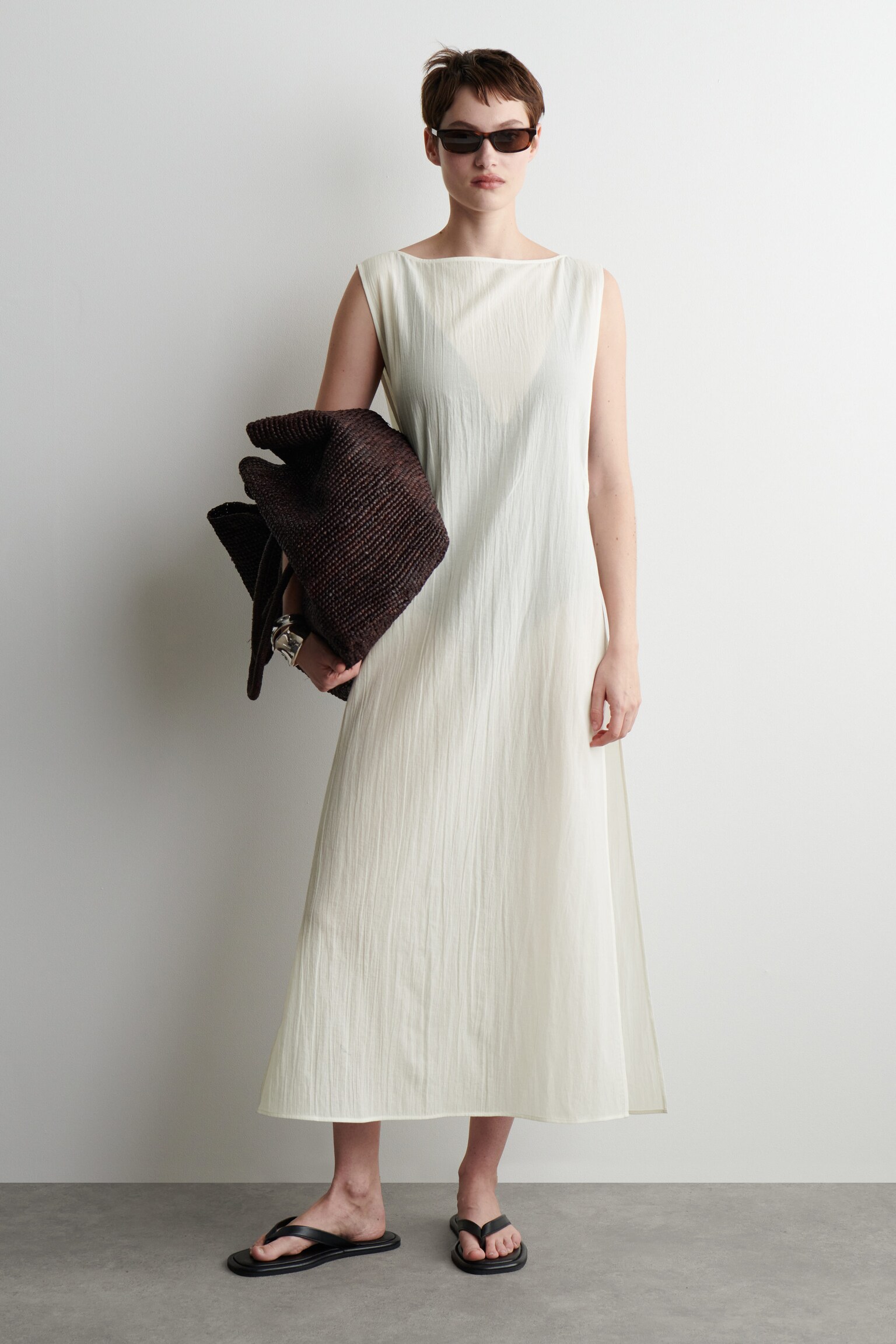 OPEN-SIDE SHEER TUNIC - WHITE