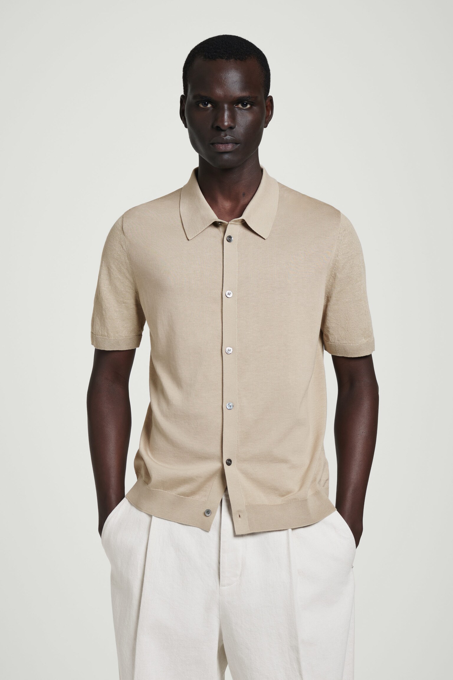 KNITTED LINEN-SILK SHIRT - MOLE