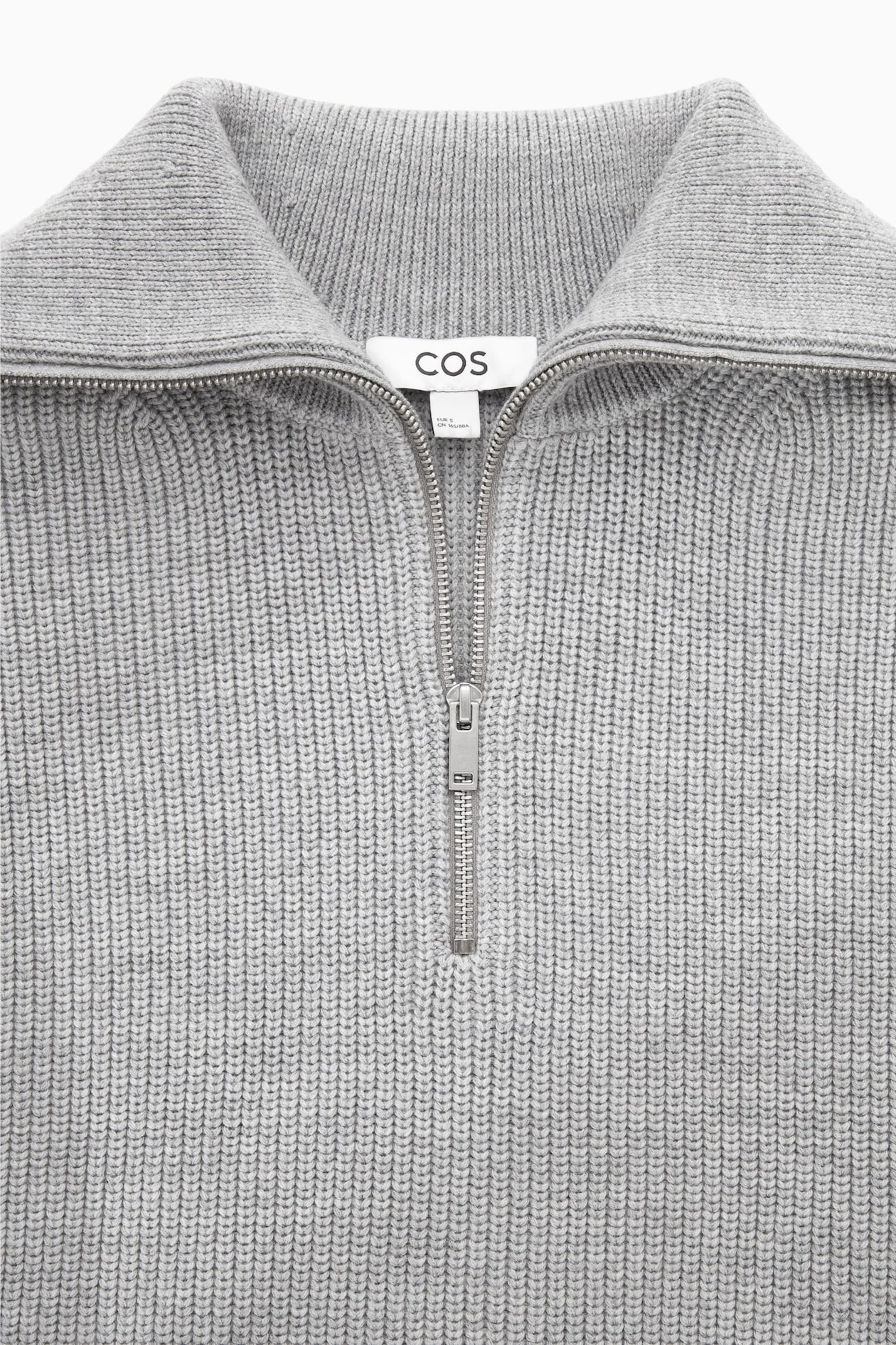 WOOL AND COTTON HALF-ZIP JUMPER - LIGHT GREY