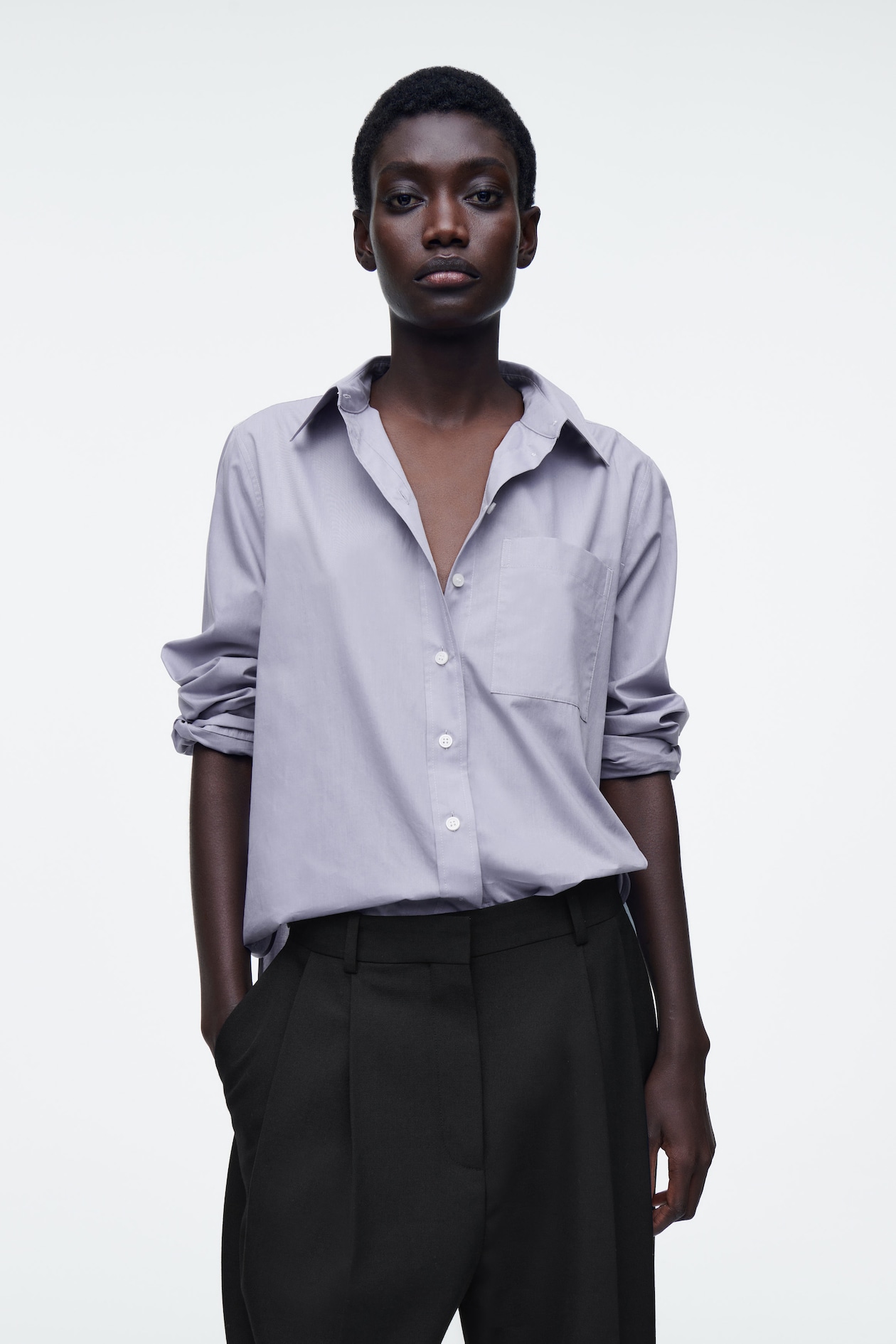 TAILORED PIMA COTTON SHIRT - LILAC