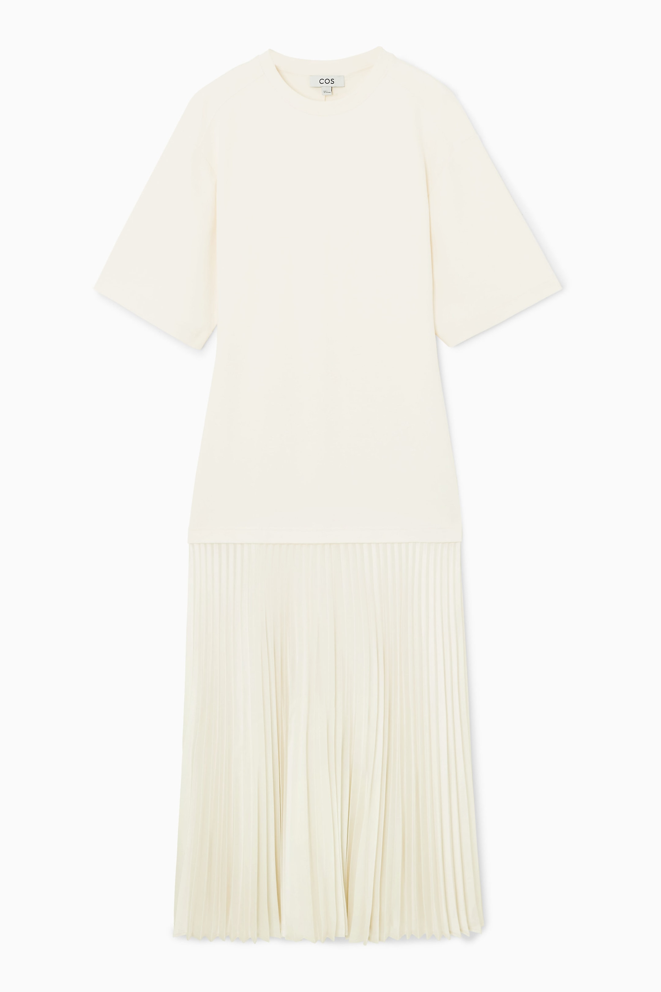 PLEATED-SKIRT T-SHIRT DRESS - OFF-WHITE