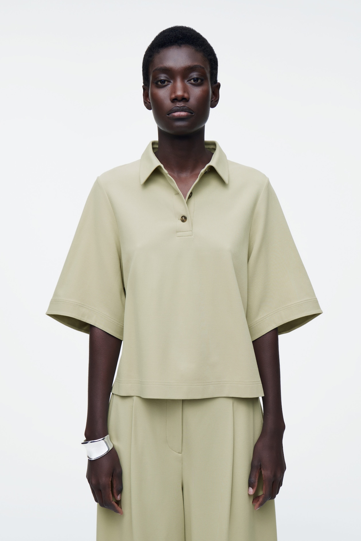 BOXY POLO SHIRT - LIGHT GREEN