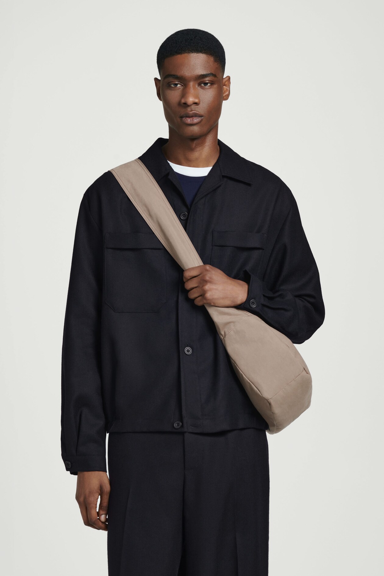 MINI SLOUCHY CROSSBODY BAG - NYLON - CLAY