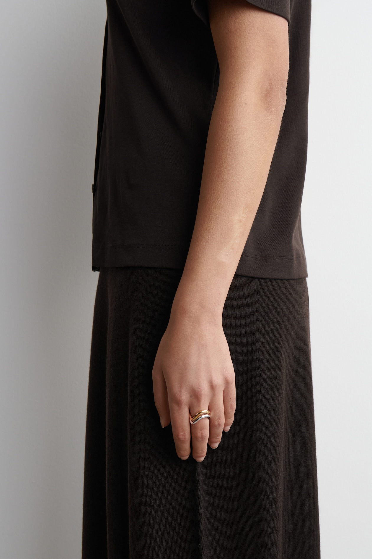 TWO-PACK CURVED RINGS - GOLD / SILVER