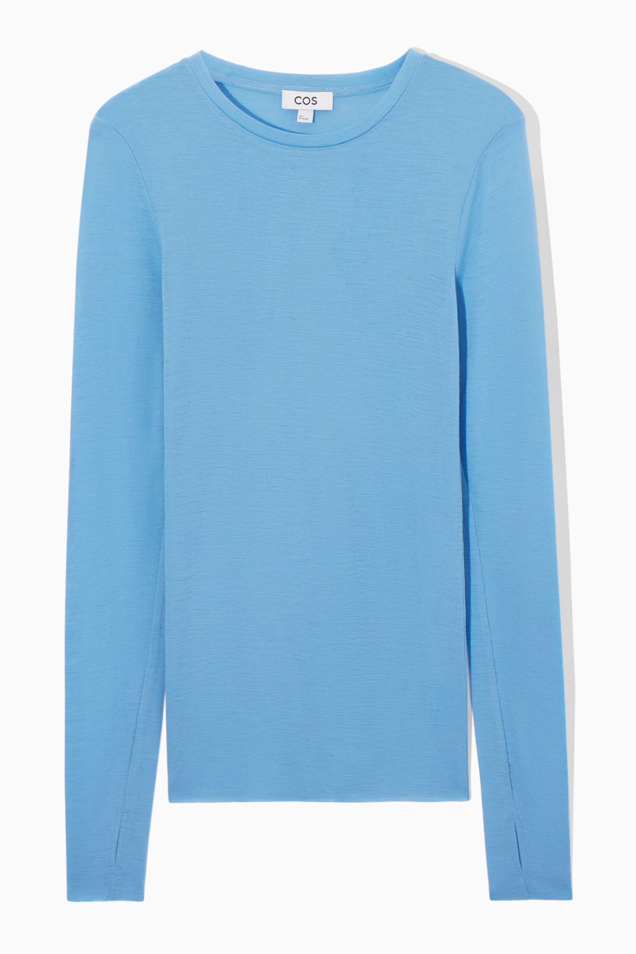 CREW-NECK MERINO WOOL TOP - LIGHT BLUE