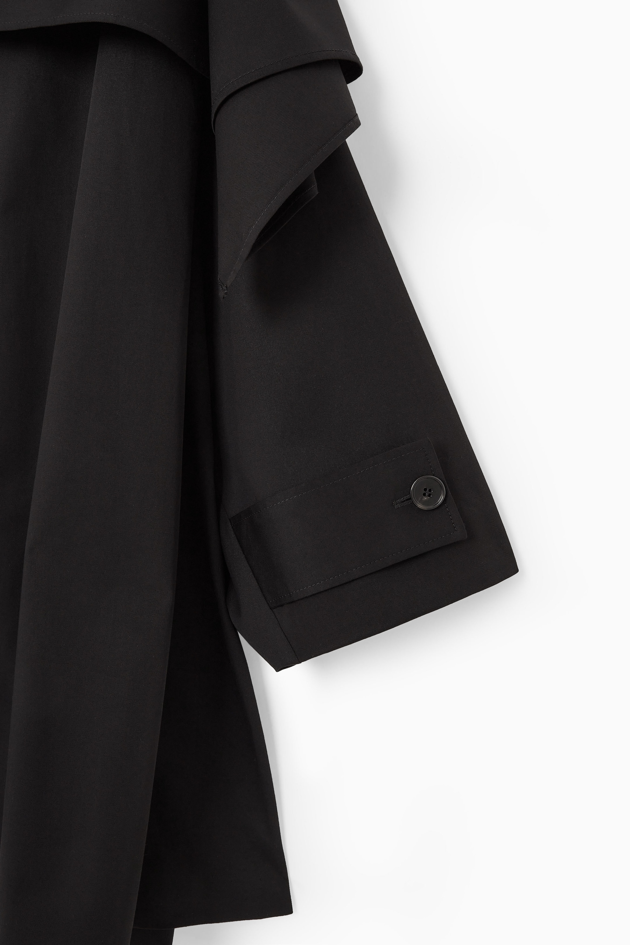 OVERSIZED SCARF-DETAIL TRENCH COAT - BLACK