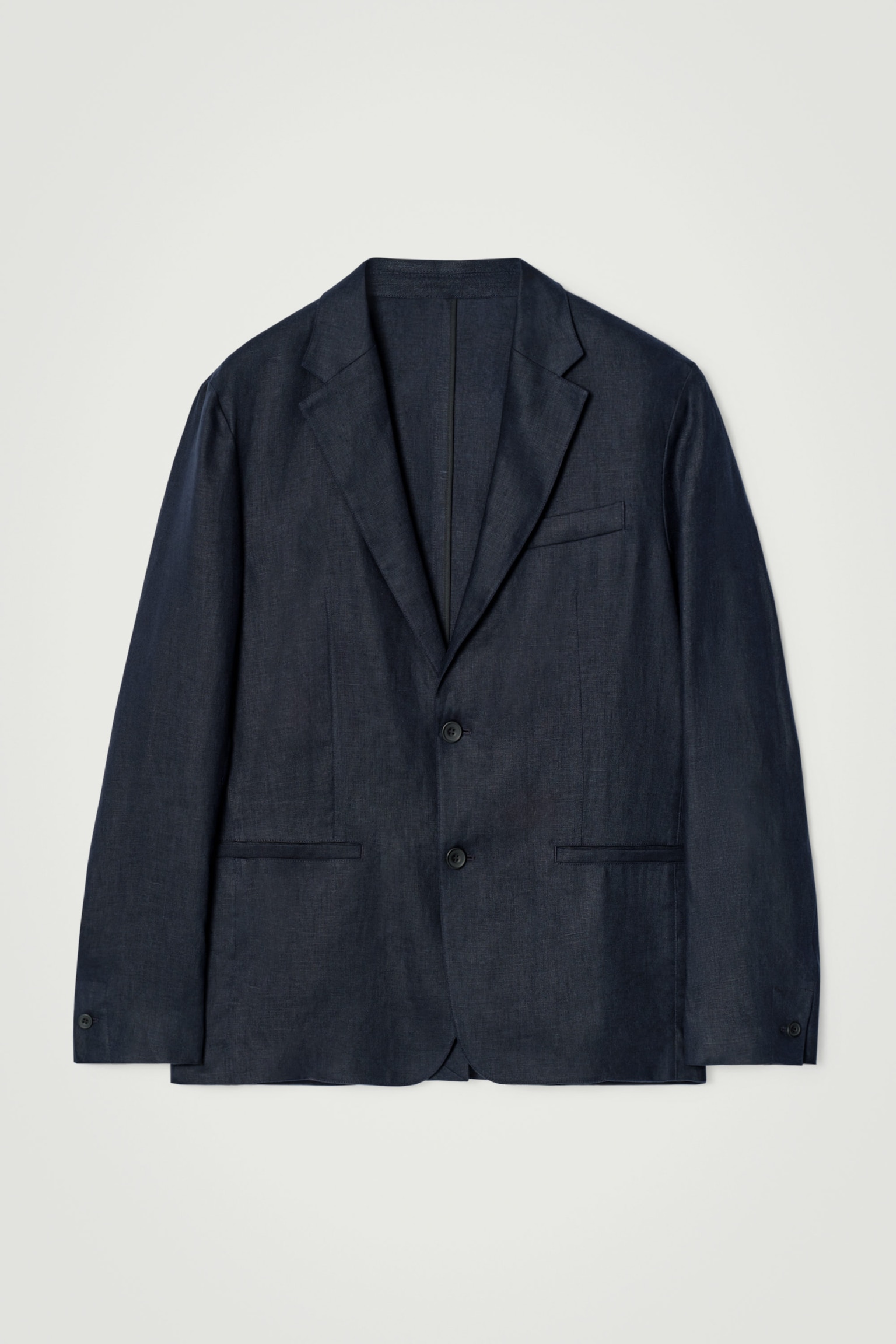 SINGLE-BREASTED LINEN BLAZER - NAVY
