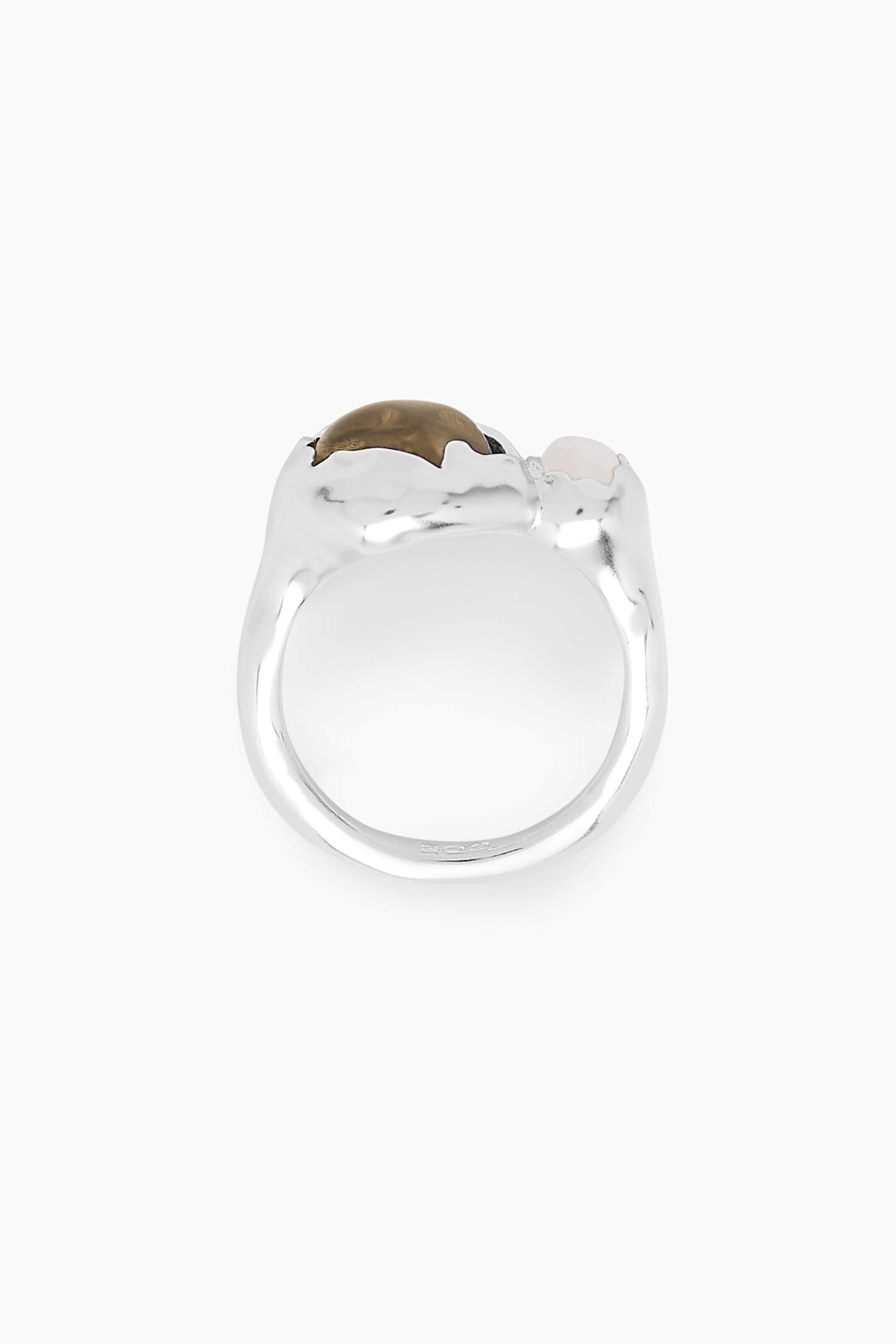SEMI-PRECIOUS STONE PINKY RING - SILVER