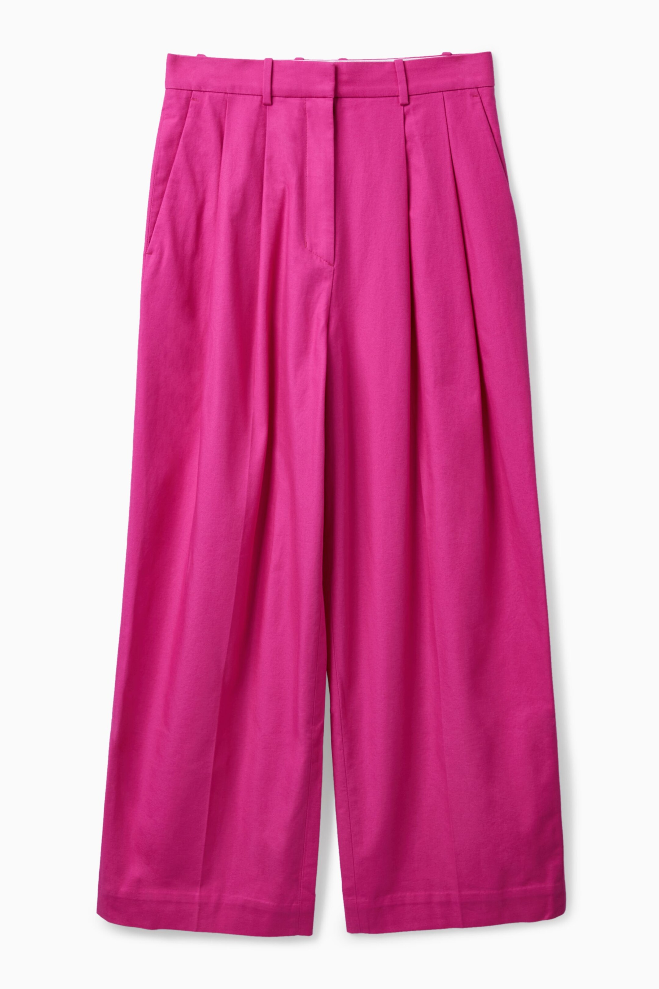 RELAXED TAILORED WIDE-LEG PANTS - FUCHSIA PINK
