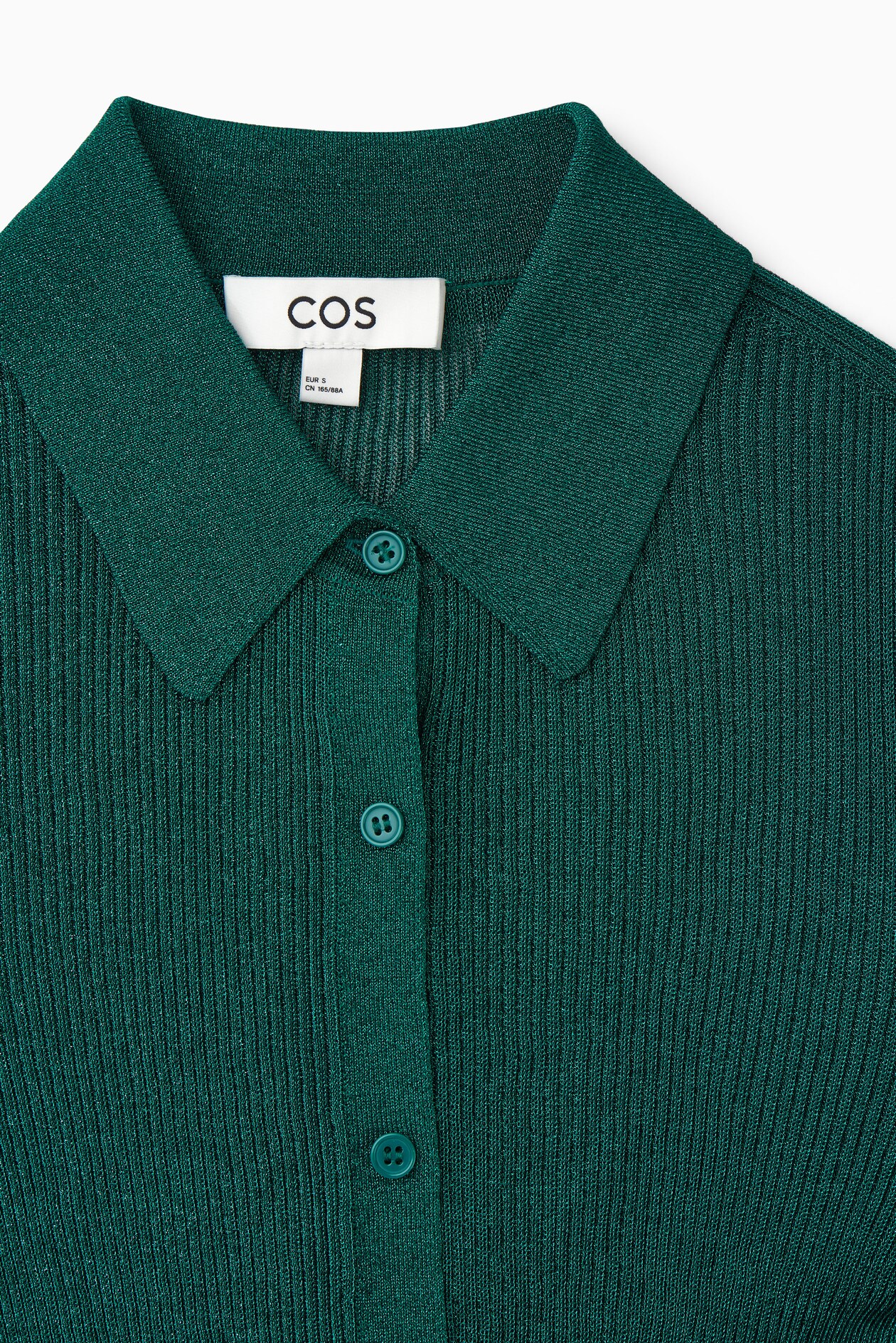 SPARKLY RIBBED-KNIT SHIRT - DARK GREEN