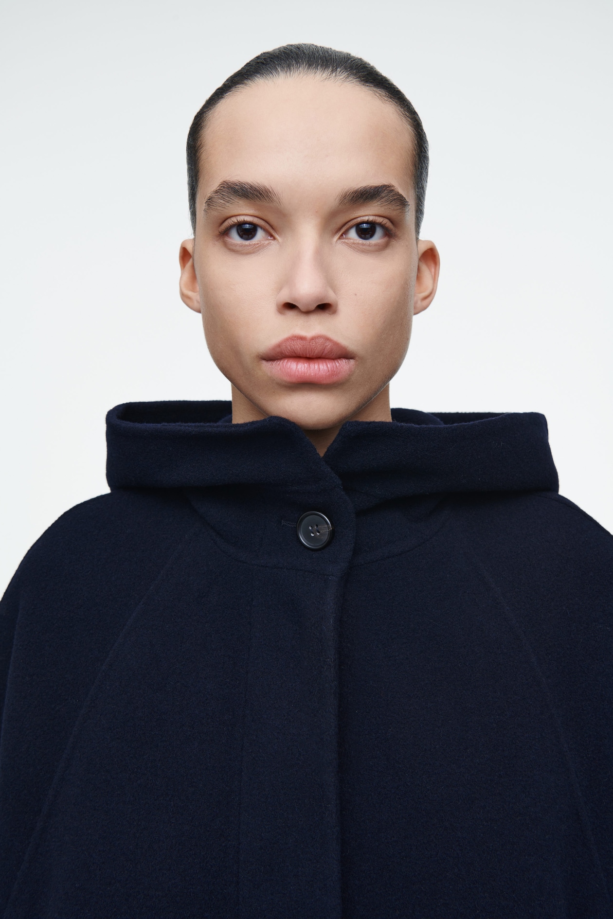 OVERSIZED DOUBLE-FACED WOOL COAT - NAVY