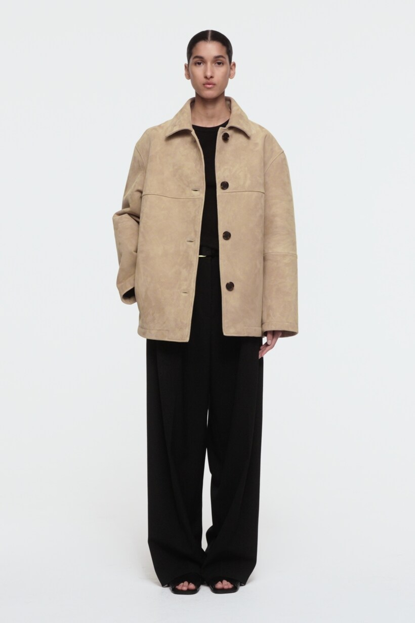 COLLARED SUEDE JACKET - SAND