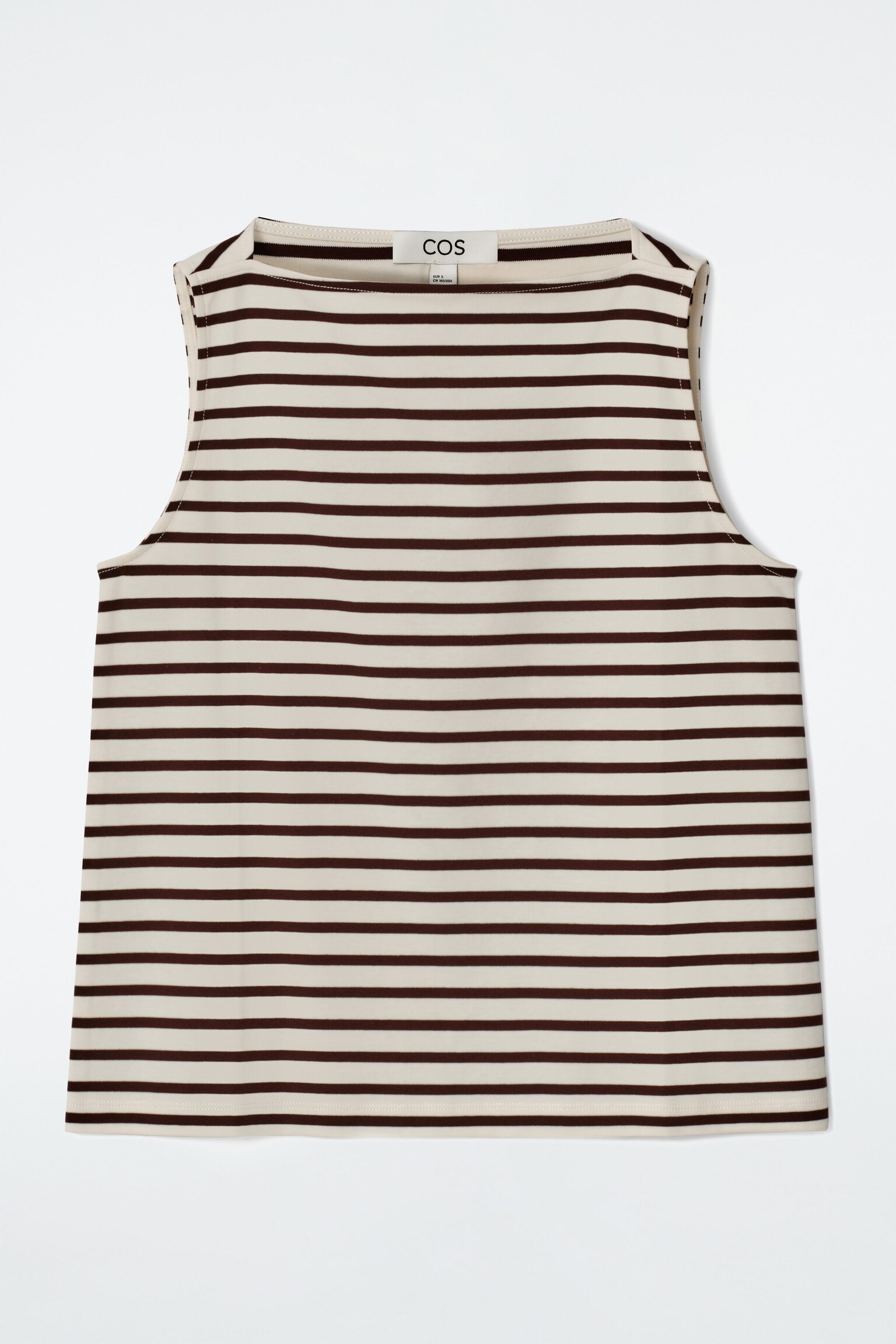 BOAT-NECK TANK TOP - IVORY / BROWN / STRIPED