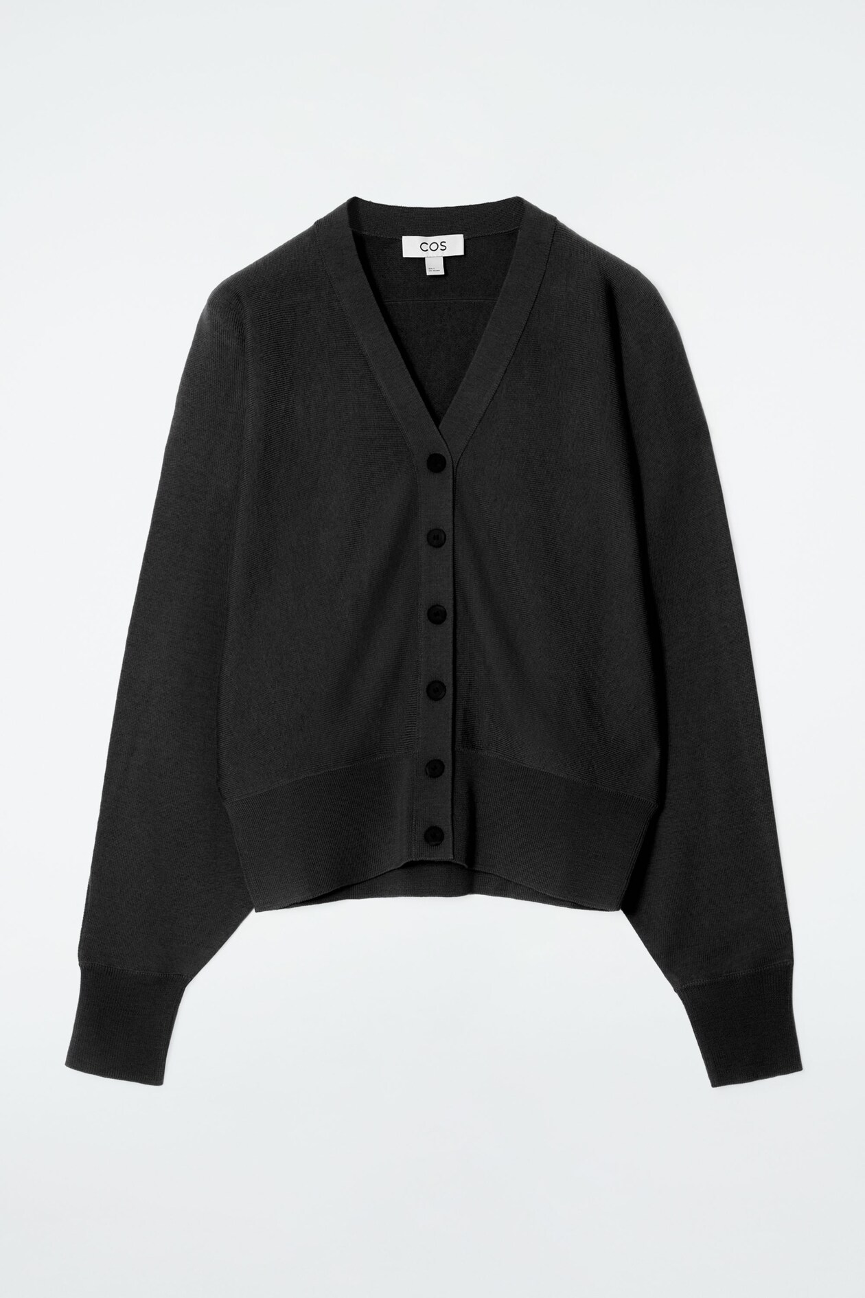 BATWING-SLEEVE MERINO WOOL CARDIGAN - BLACK