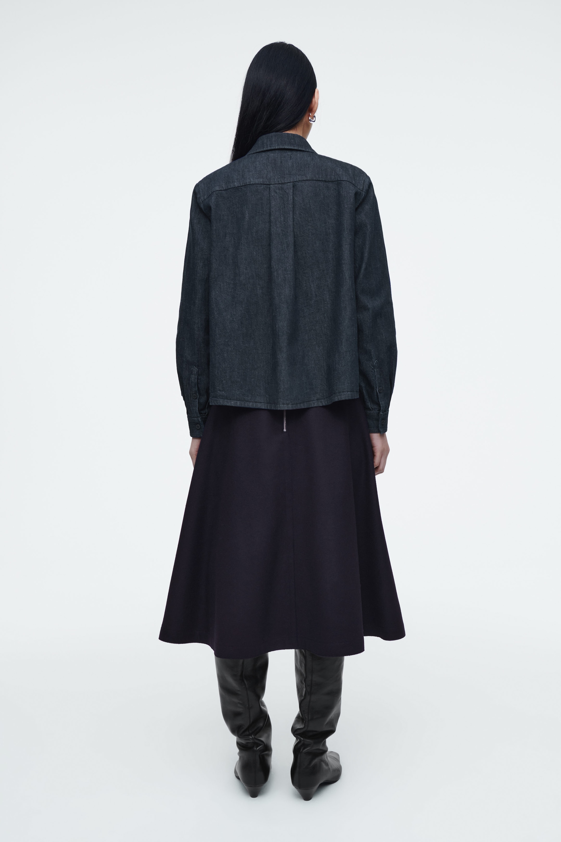 REGULAR FLARED DENIM SHIRT - INDIGO