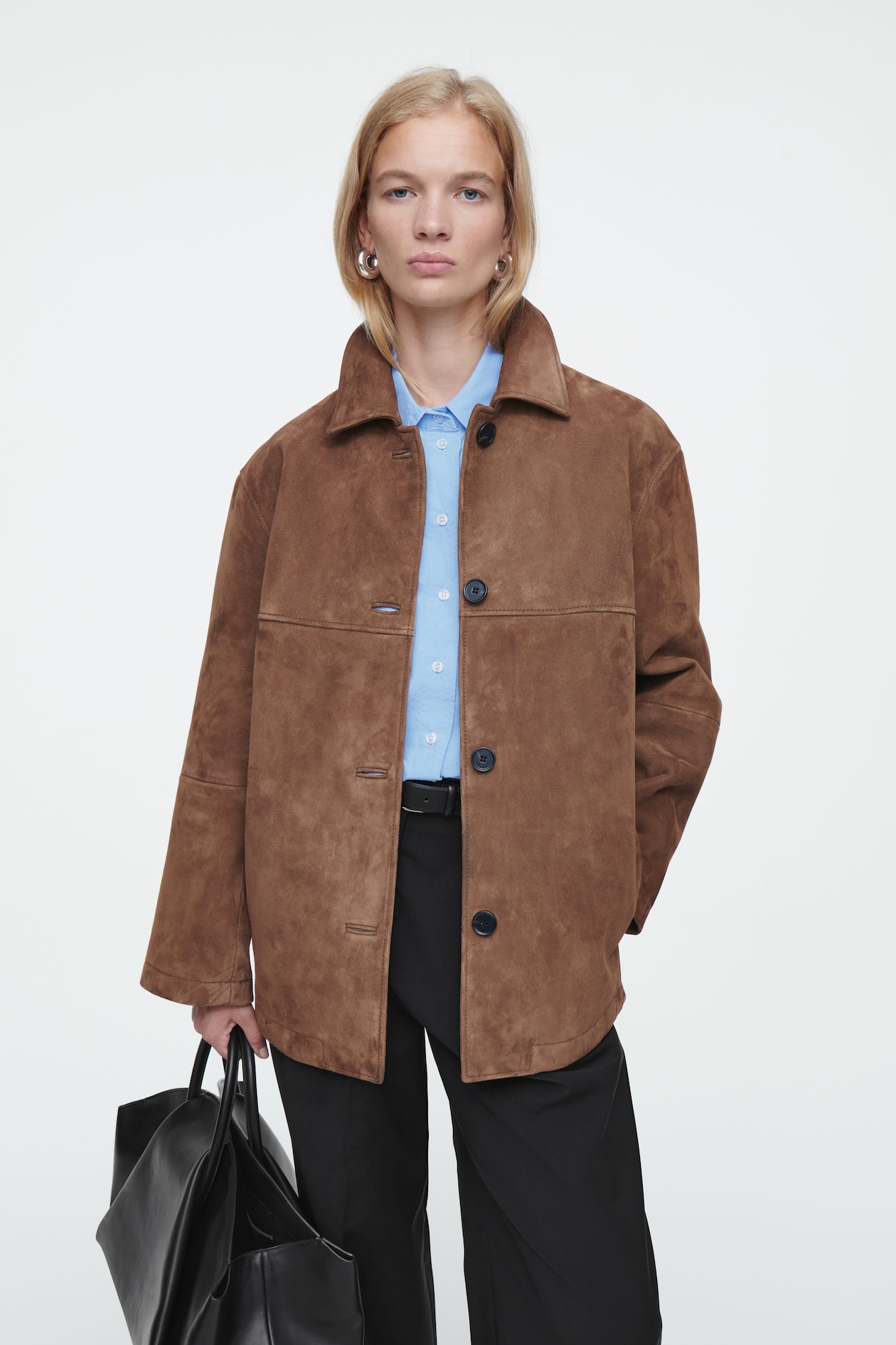 COLLARED SUEDE JACKET - BROWN