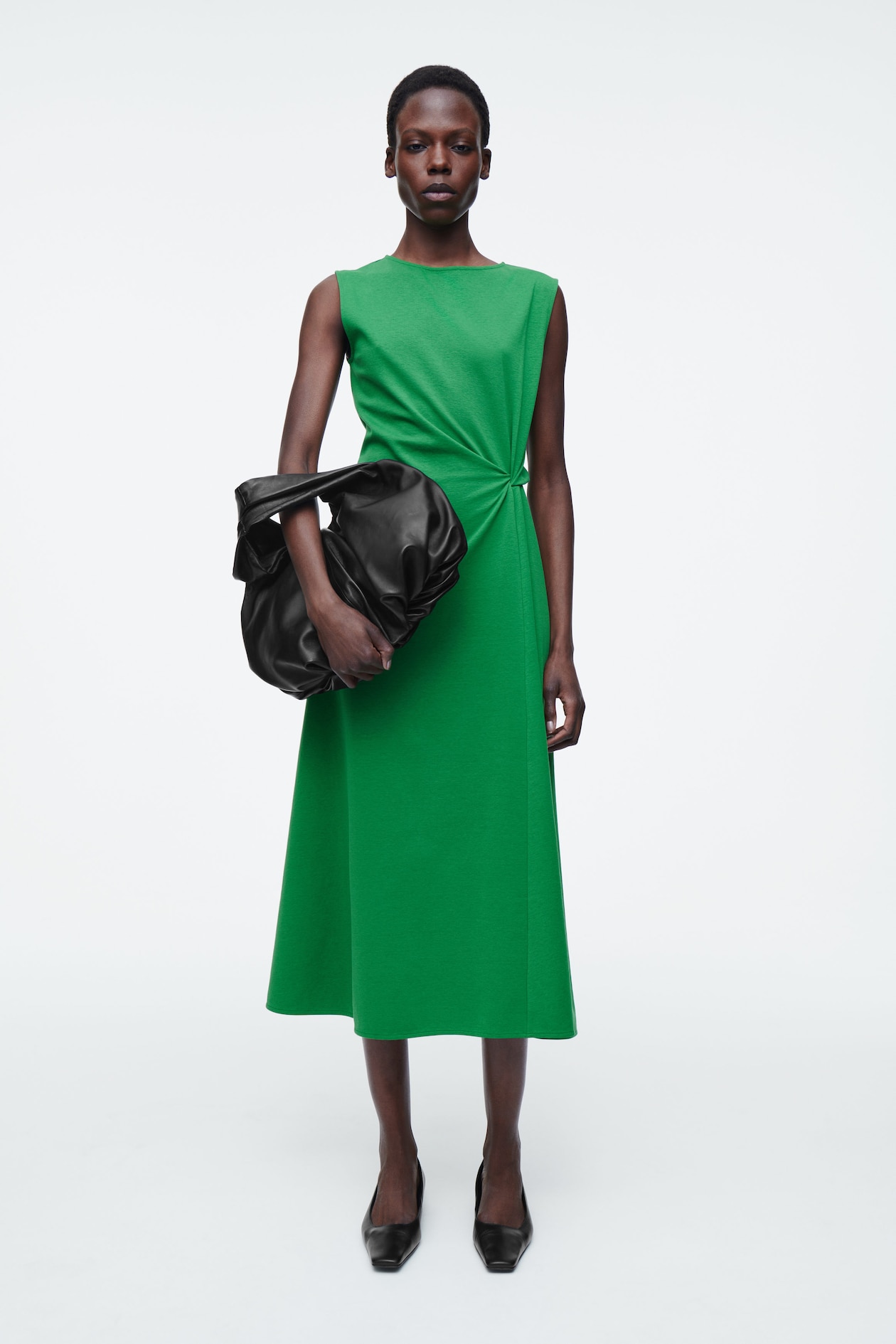 TWIST-DETAIL MIDI DRESS - GREEN