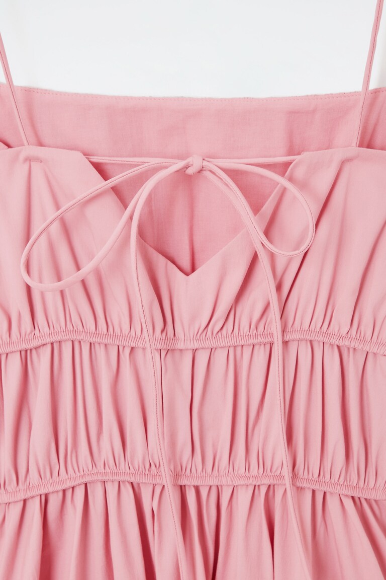 GATHERED-WAIST MIDI DRESS - PINK